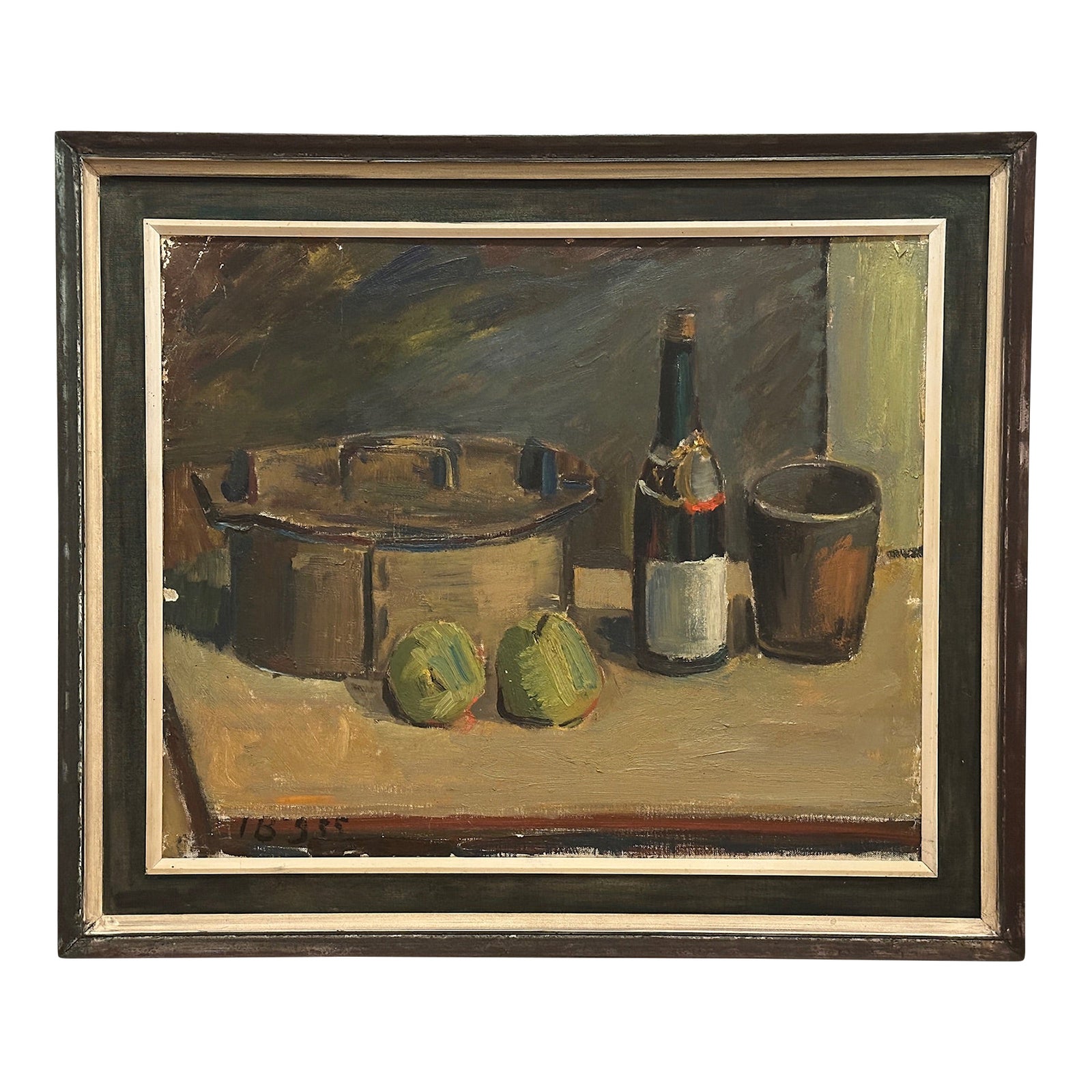 1950s Framed Oil Painting Ft. Champagne and Apples by Ivan Broberg ...