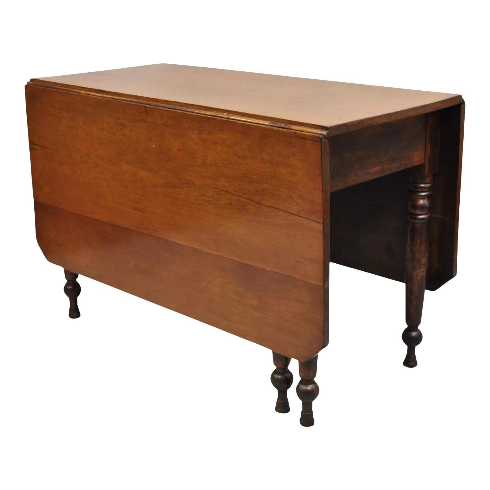 19th Century Antique American Colonial Cherry Wood Gateleg Drop Leaf ...