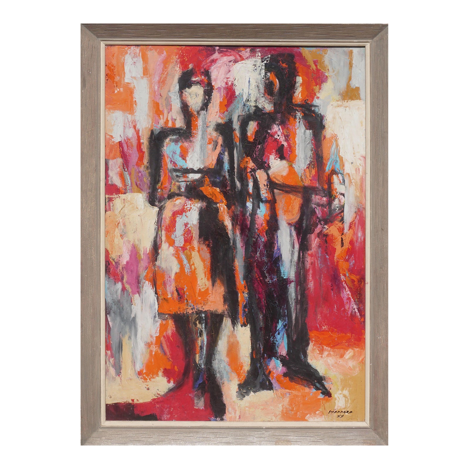 Mid Century Abstracted Figurative -- Downtown Couple Art Exhibit by ...