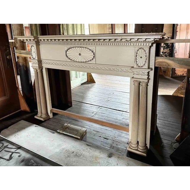 Antique Mid 19th Century Federal Style Painted Wood Mantel | Chairish