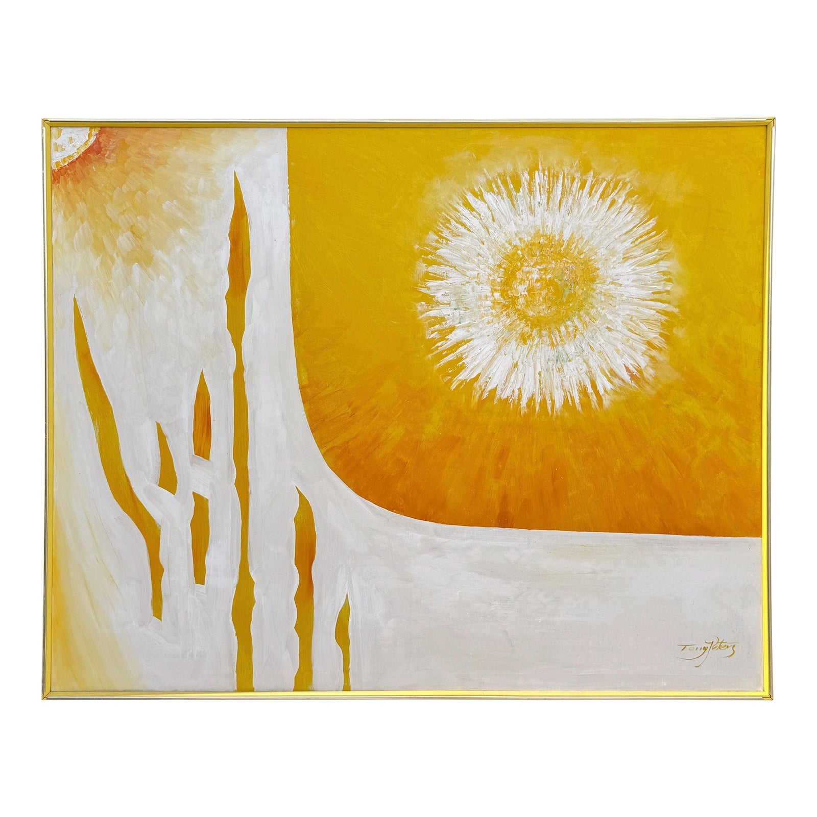 1970s Abstract Sunburst Oil on Canvas by Terry Peters | Chairish