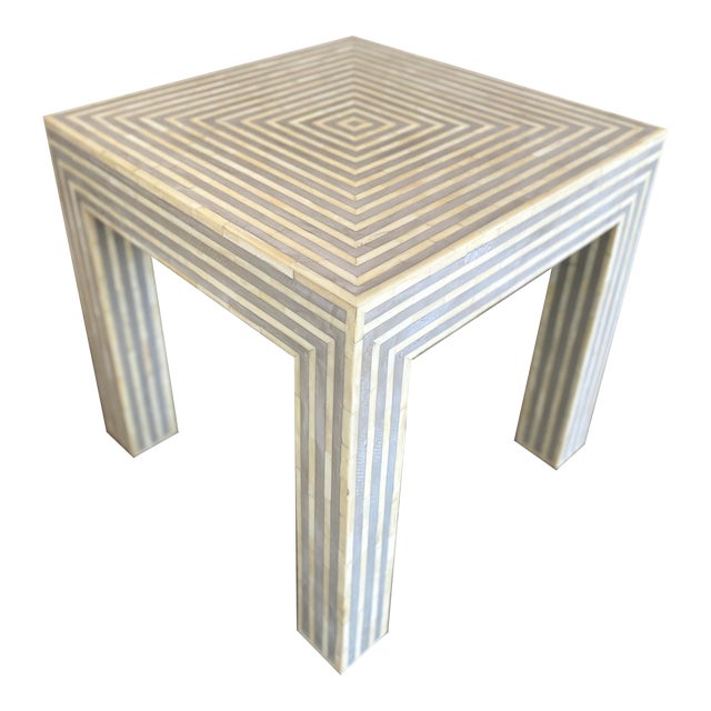 Bone and Resin Striped Mod Side Table Malena Stripped Side Table by ...