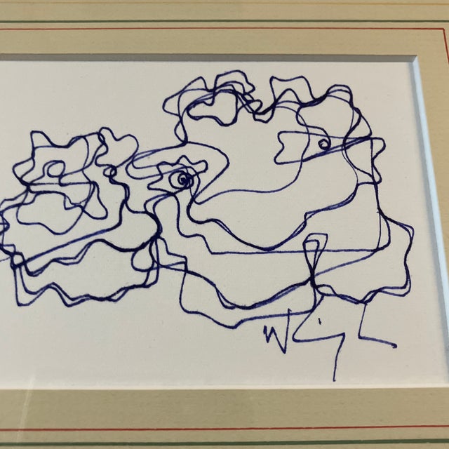 1980’s 2 Original Wayne Cunningham Abstract Ink Drawings Vintage Frames ...