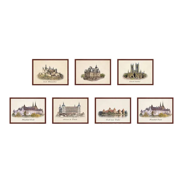 Architectural Castles Set of 7 Framed Prints | Chairish