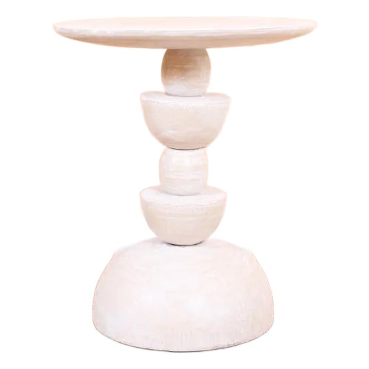 Rheva Round Oak Wood Side Table | Chairish