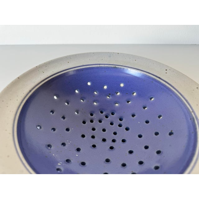 Vintage Studio Pottery Colander Berry Bowl | Chairish