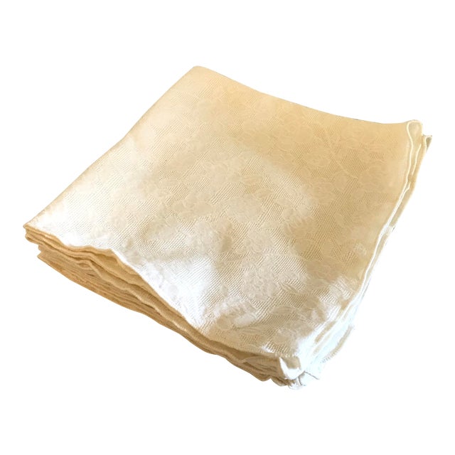 Vintage Patterned Ivory Dinner Napkins - Set of 8 | Chairish