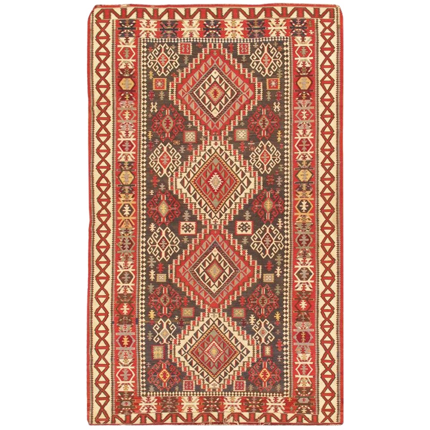 Antique Kilim Brown/Ivory Rug, 7' 2" X 11' 3" | Chairish