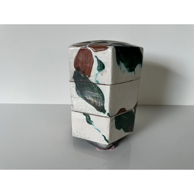 Donna Polseno Art Pottery Hexagonal Stacking Box With Hand-Painted ...