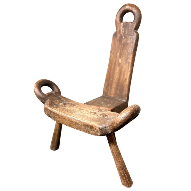Late 19th Century Antique Primitive Hand-Carved Wooden Birthing Chair ...