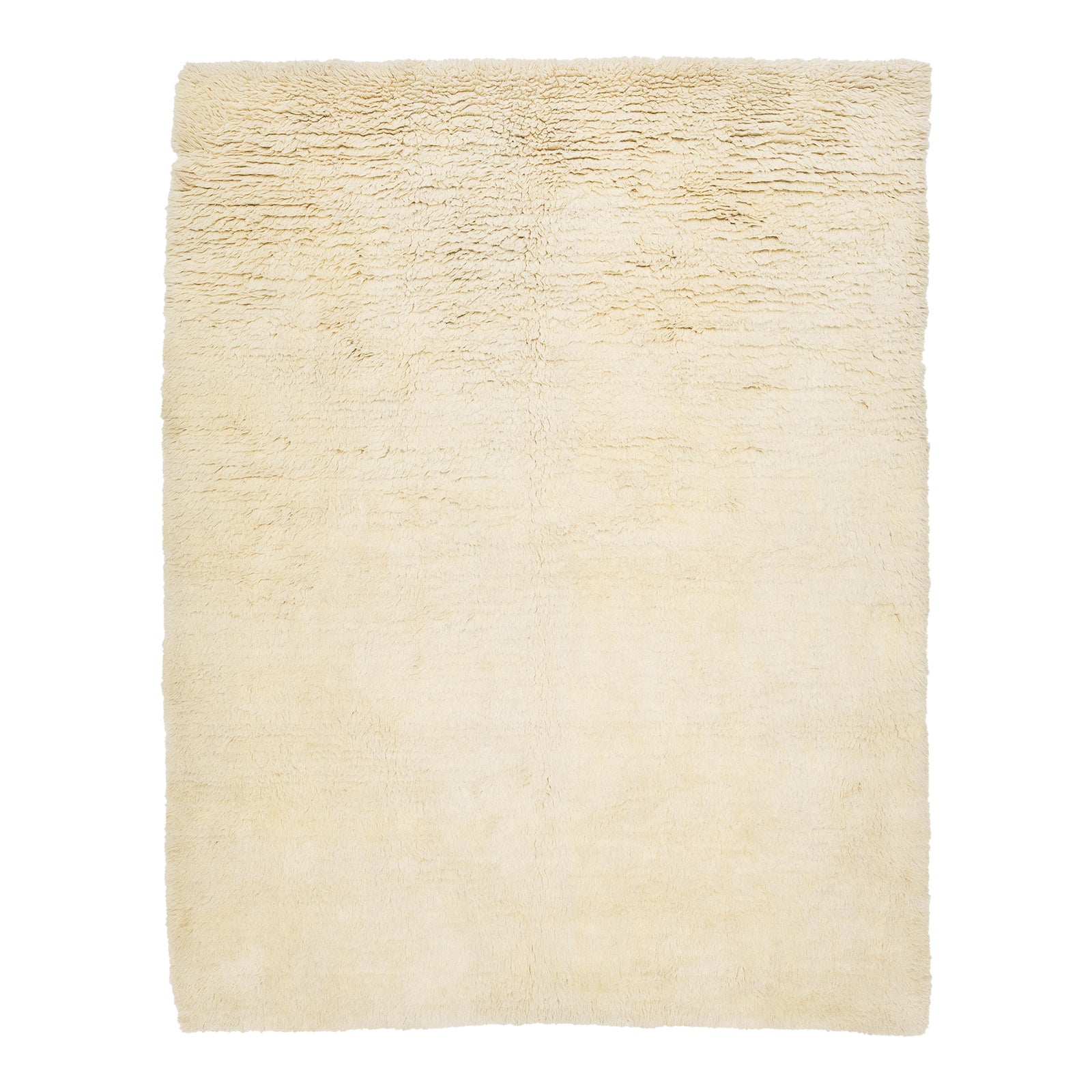 Contemporary Moroccan Plush Wool Rug Handmade in Beige | Chairish