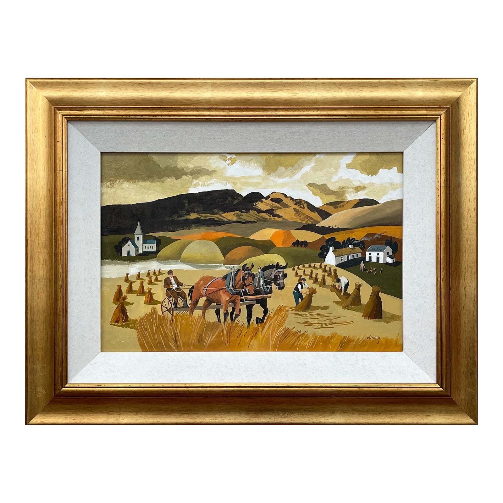 Desmond Kinney, Abstract Landscape of Horses in Cornfield in Warm ...