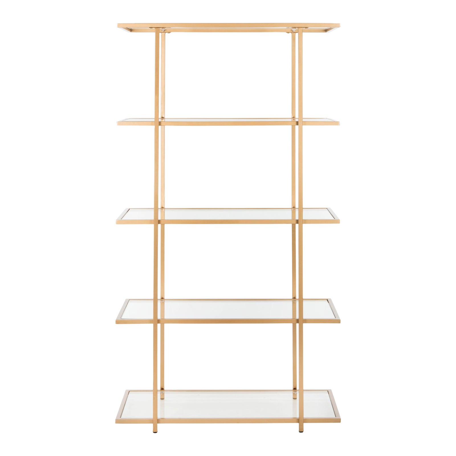 5 Tier Etagere in Gold & Clear | Chairish
