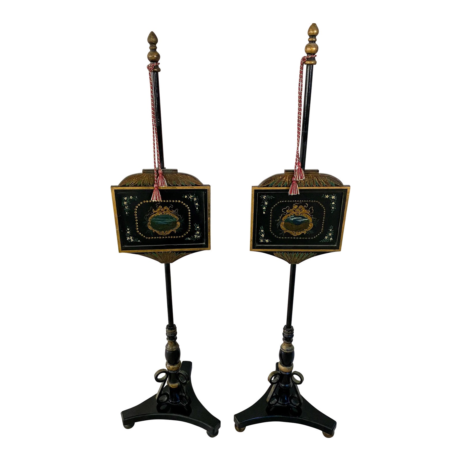 Antique French Chinoiserie Pole Fireplace Screens | Chairish