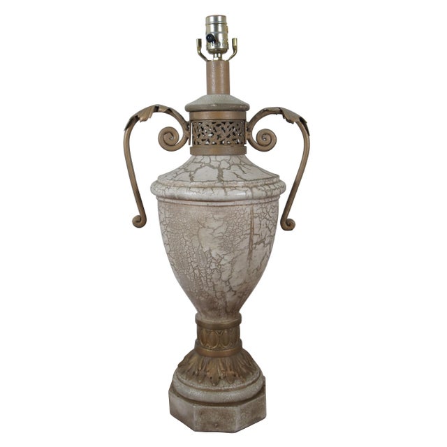 Vintage 1990s Ultimate Mfg Co Neoclassical Marbled Trophy Urn Lamps ...