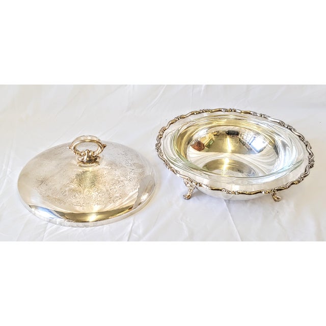 Vintage Oneida Silver-Plate Covered Dish With Pyrex Insert | Chairish