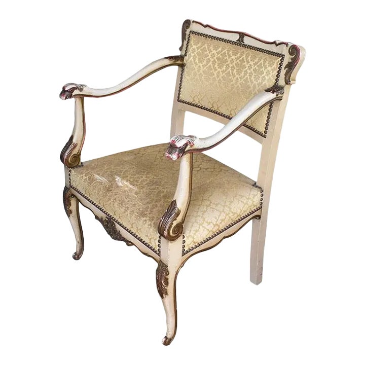 Neoclassical Antique Gilt Wood Upholstered Swan Arm Chair - Early 20th ...