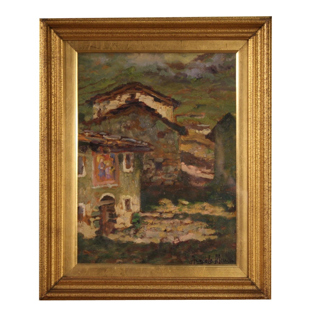 Italian Artist, Countryside Landscape, 1960, Oil on Board, Framed ...