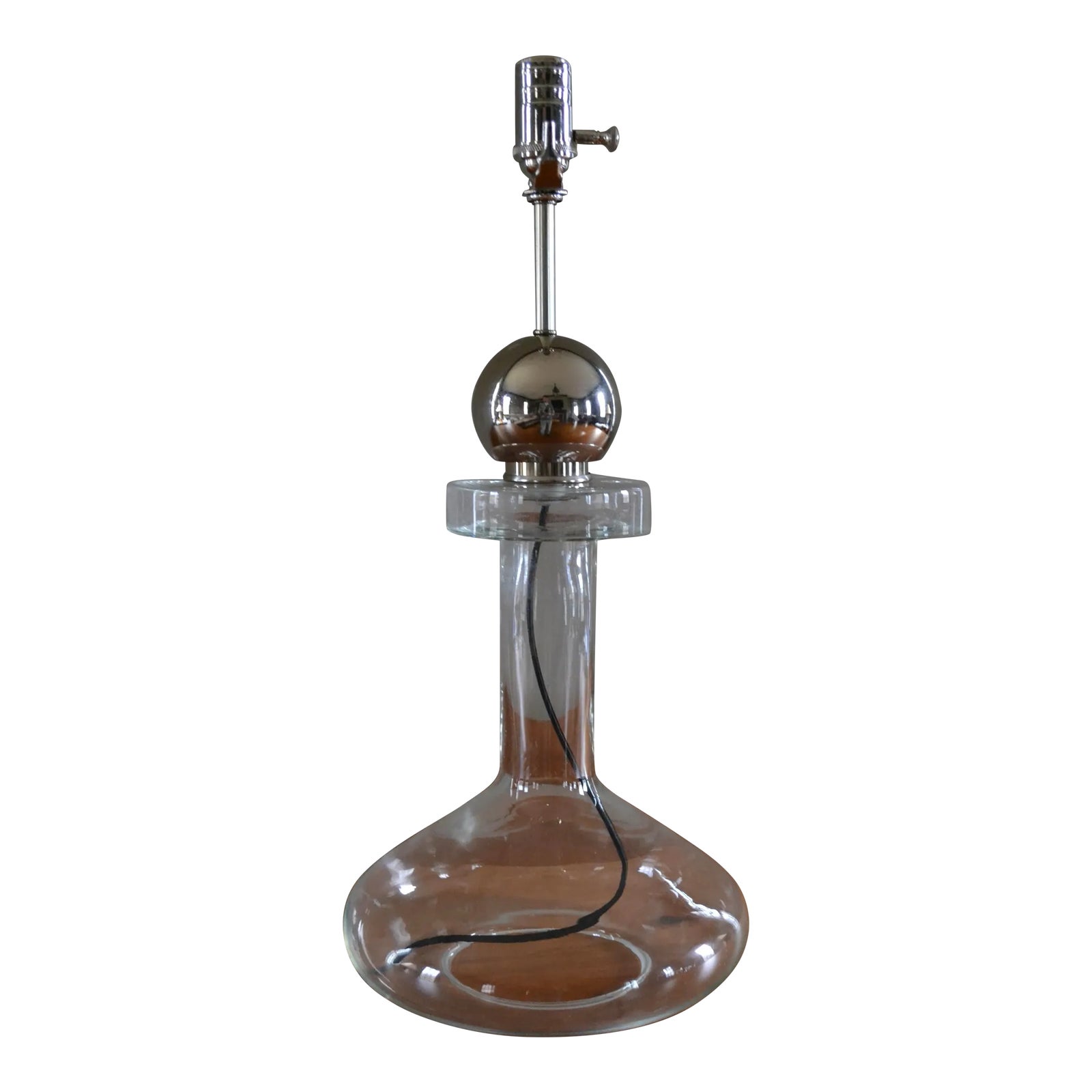 Mid Century Laurel Style Glass Beaker Lamp With Nickel Fittings | Chairish