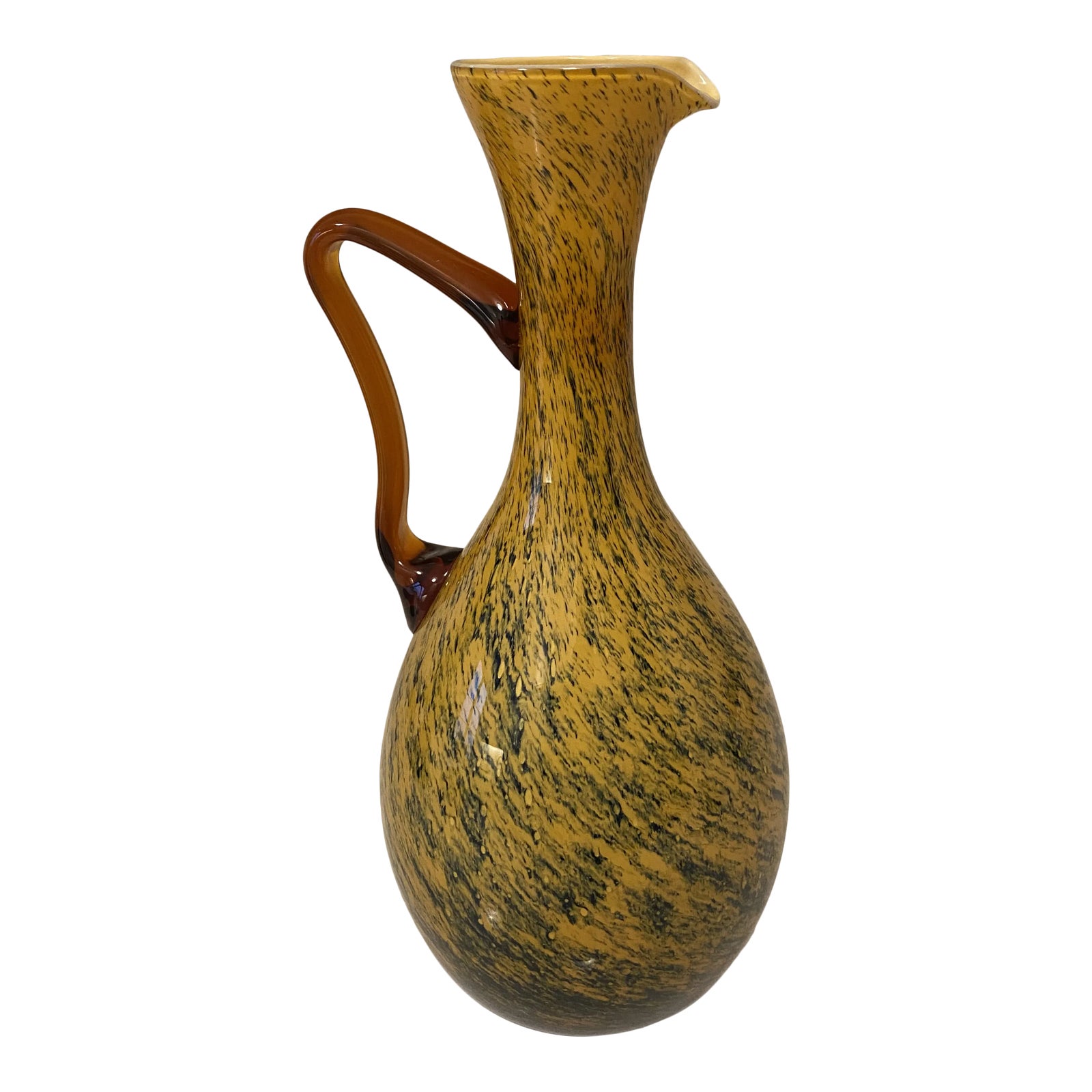 Vintage Italian Amber Tortoise Shell Cased Glass Pitcher | Chairish