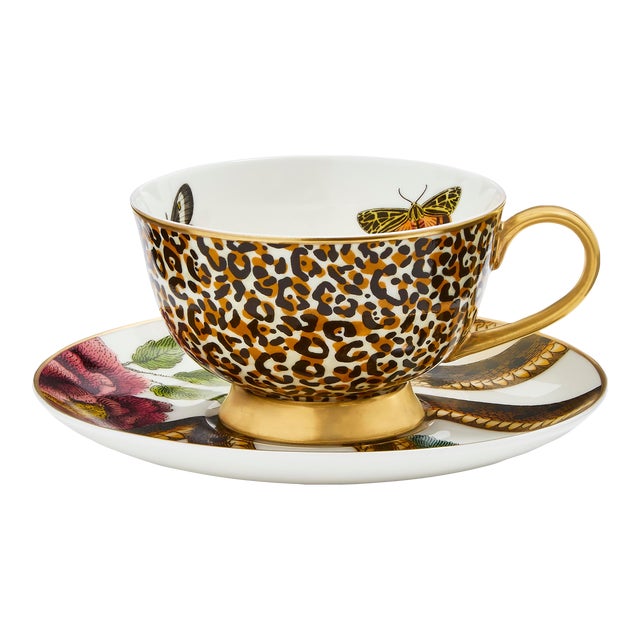 Spode Creatures Of Curiosity Tea Cup & Saucer Coupe, 7 oz. - Leopard ...