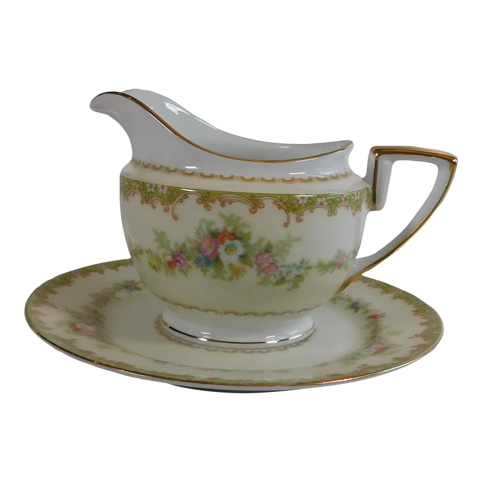 1970s Noritake Small Gravy Boat and Underplate | Chairish