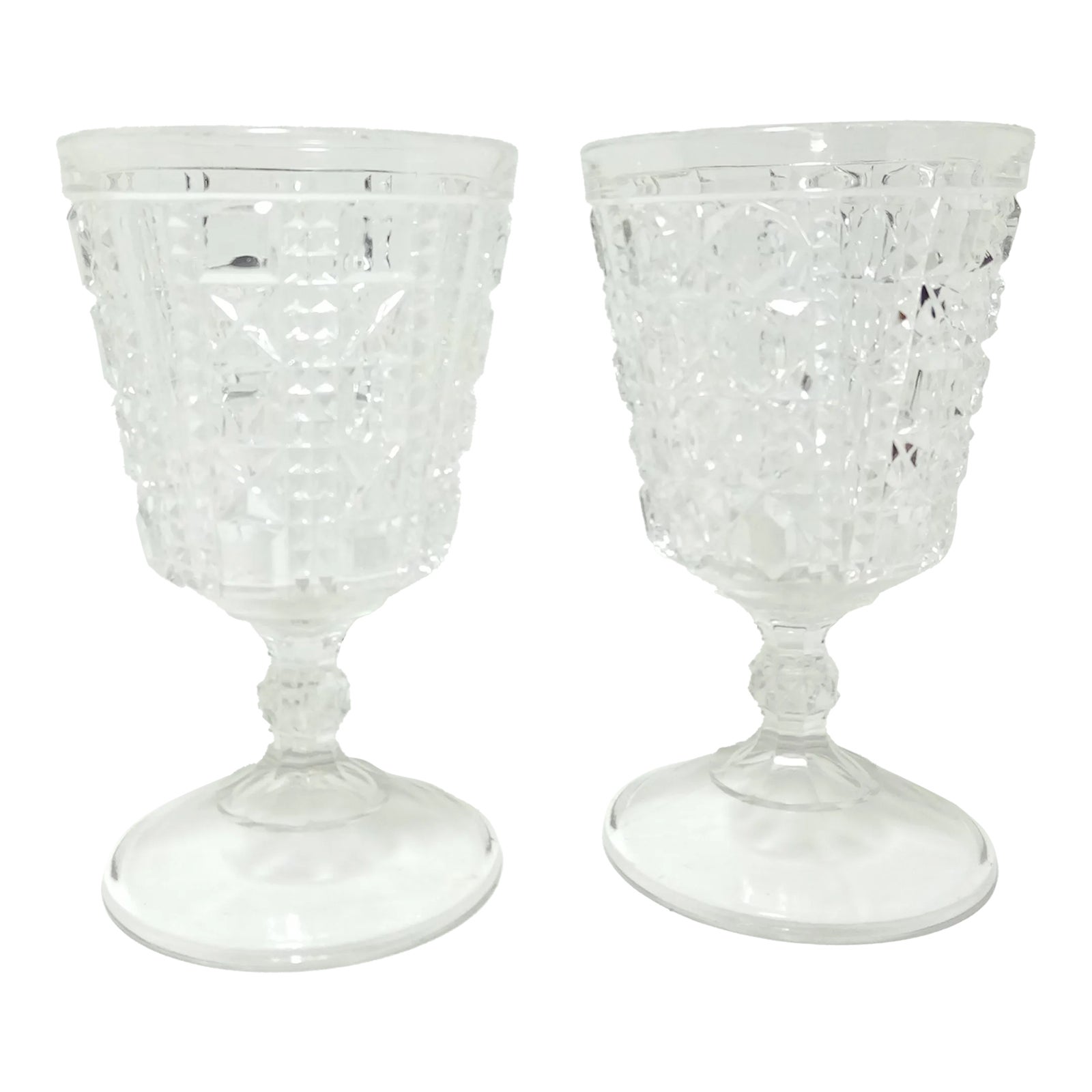 Late 19th Century Adams & Co Valencia Glass Goblets- Set of 2 | Chairish