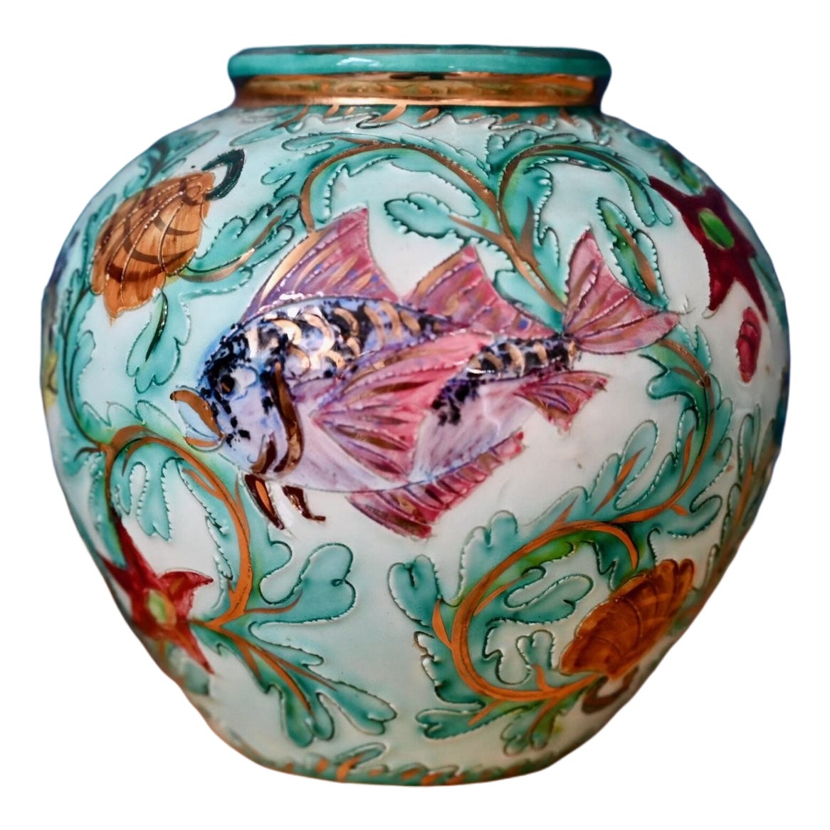 Ball Vase with Kitsch Marine Flora and Fauna Decor from Cerart Monaco ...