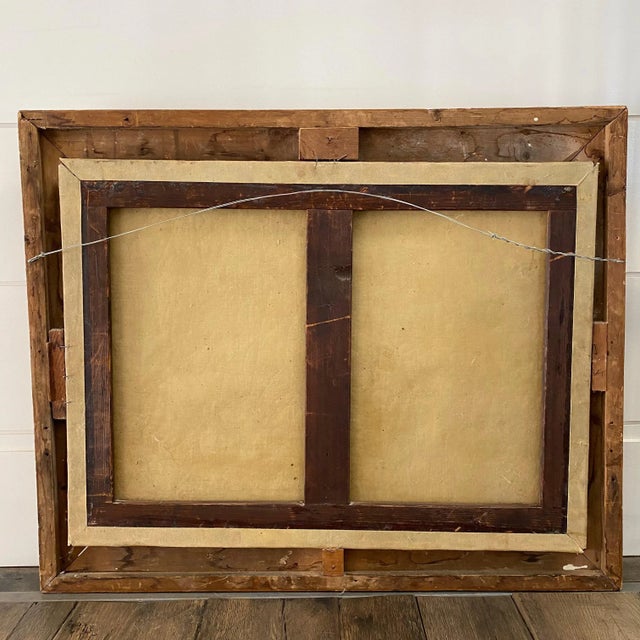 French Realist Oil on Canvas Cow, Goat Livestock Pastoral Painting ...