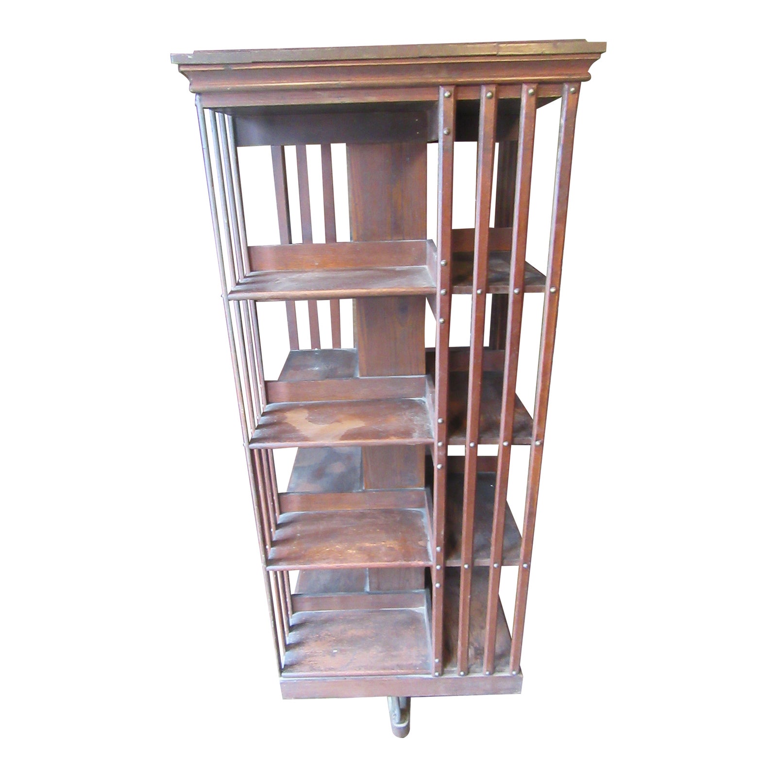 Late 19th Century Oak Danner Revolving Bookcase | Chairish