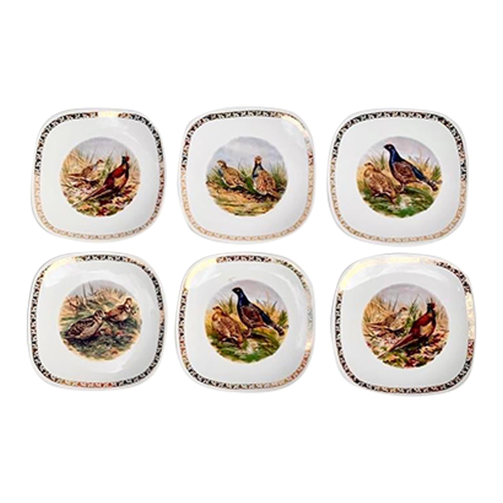 Set of 6 Vintage French Pheasant Plates, Longchamp Factory, France ...