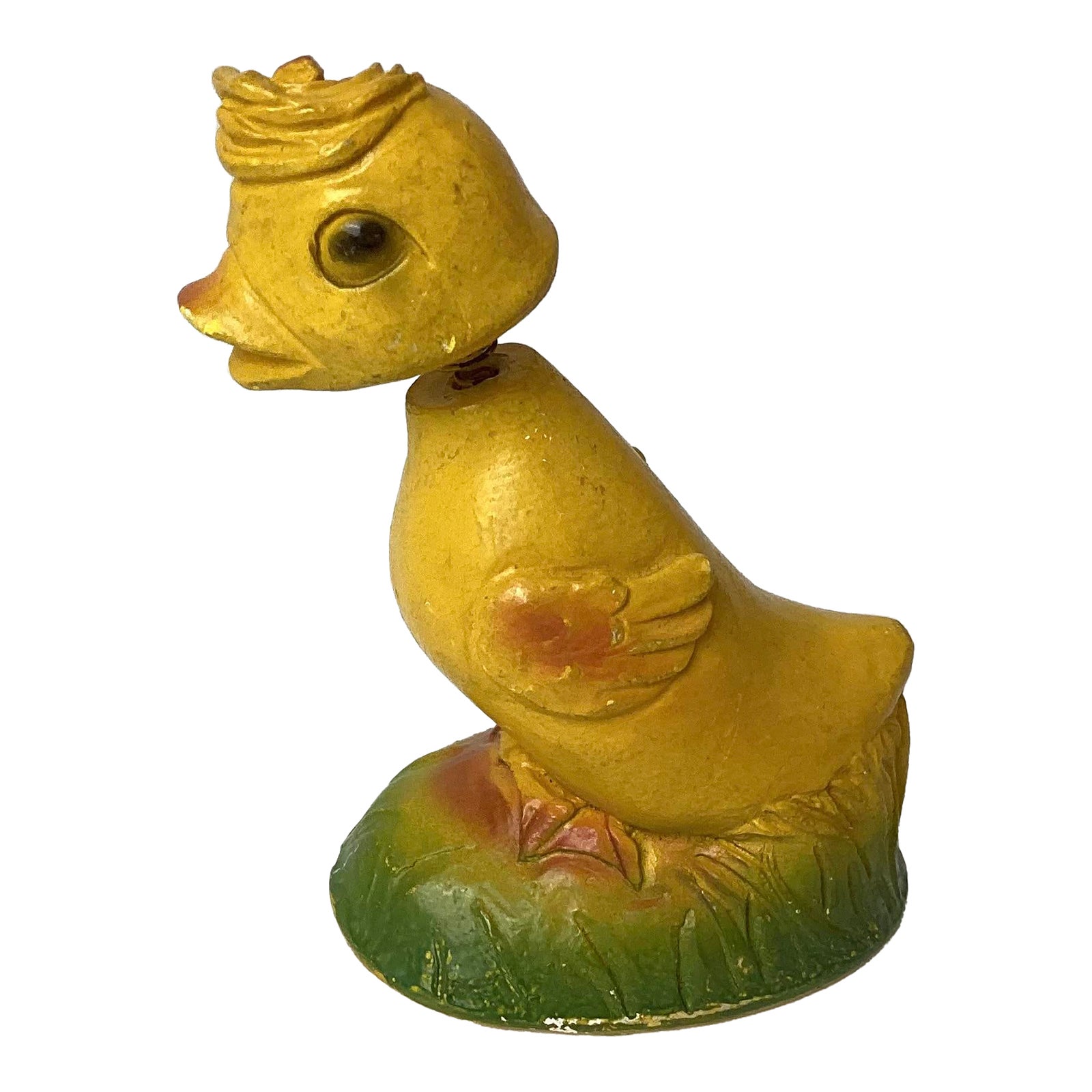 Vintage Chalkware Duck Bobble Head Nodder Easter Decor | Chairish