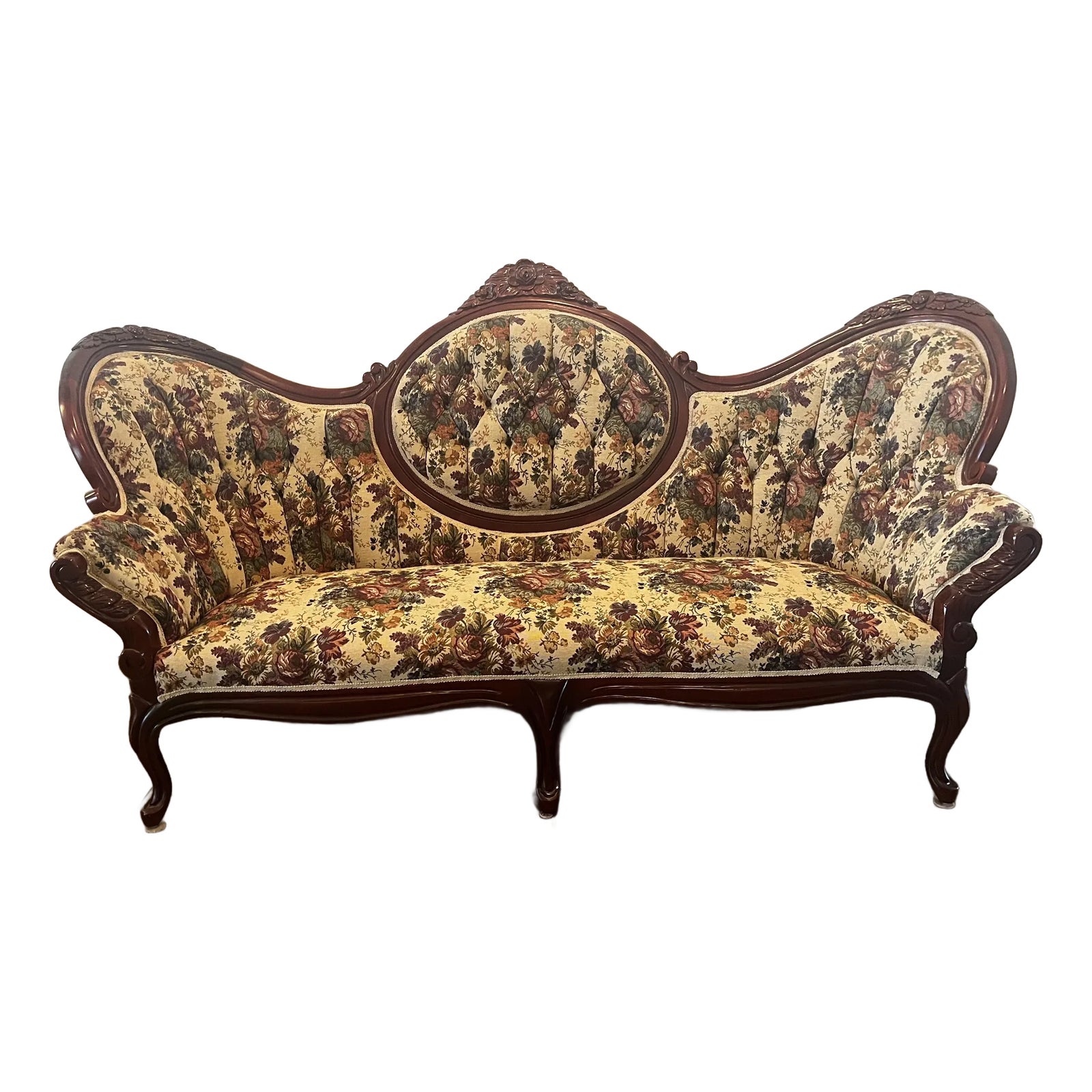 Carlton McLendon Victorian Jewel Post Sofa | Chairish