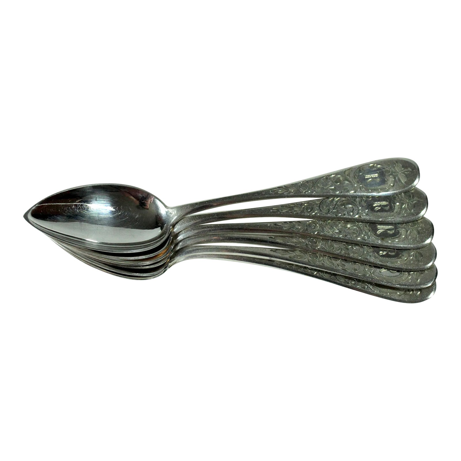 1910 - Art Nouveau Silver (German 800) Tea Spoons Hallmarked With Half ...