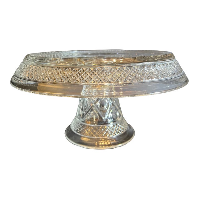 Vintage, 1930's Imperial Glass Cape Cod Footed Glass Cake Stand | Chairish