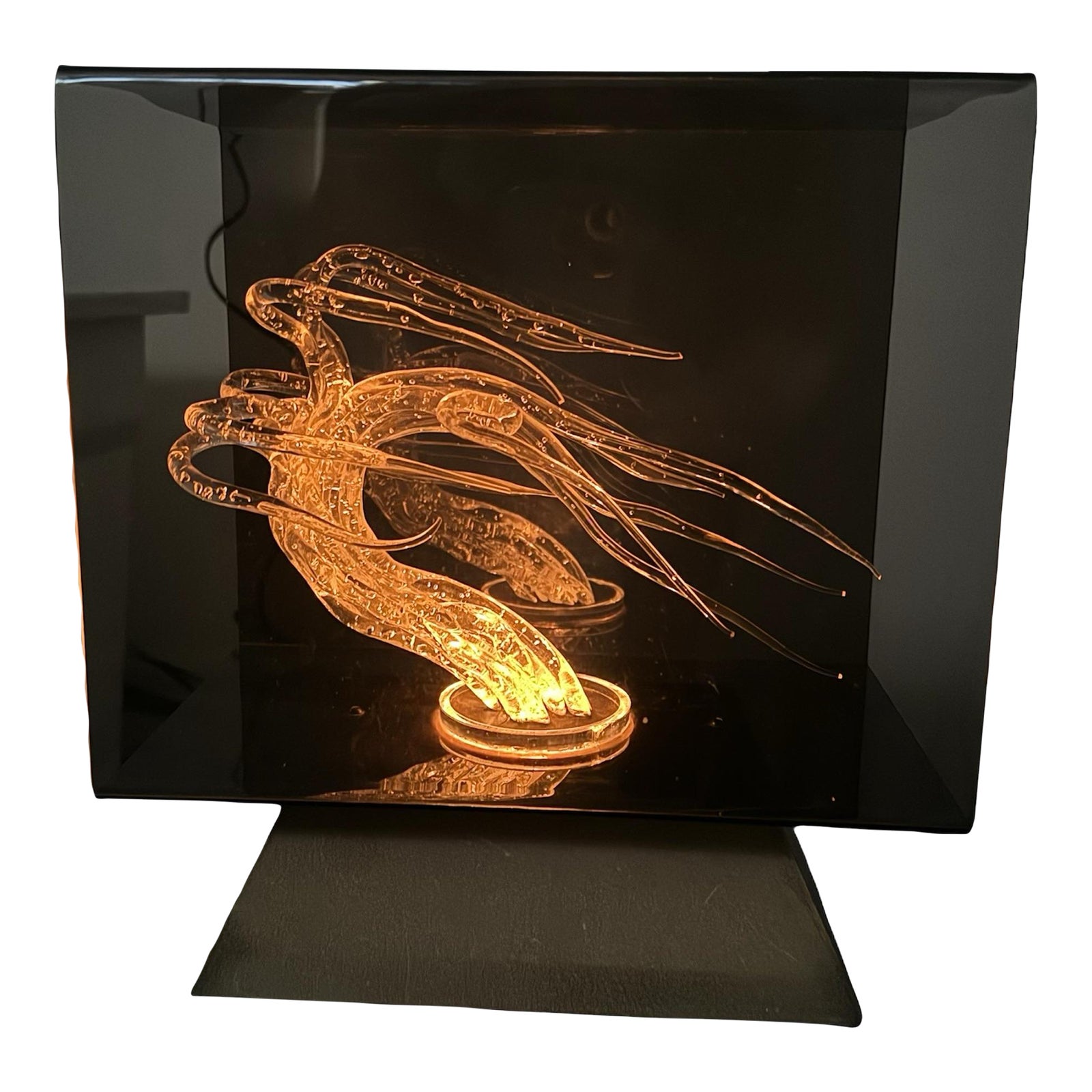 Mid Century Lucite Shadowbox Lamp Hand Formed Tree Sculpture Showcase the Lights Fantastic ...