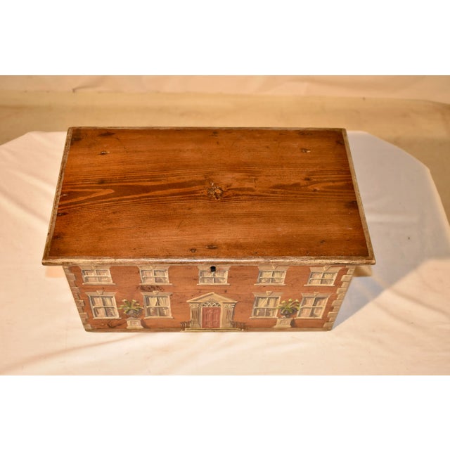 Early 19th Century Pine Box With Hand Painting | Chairish