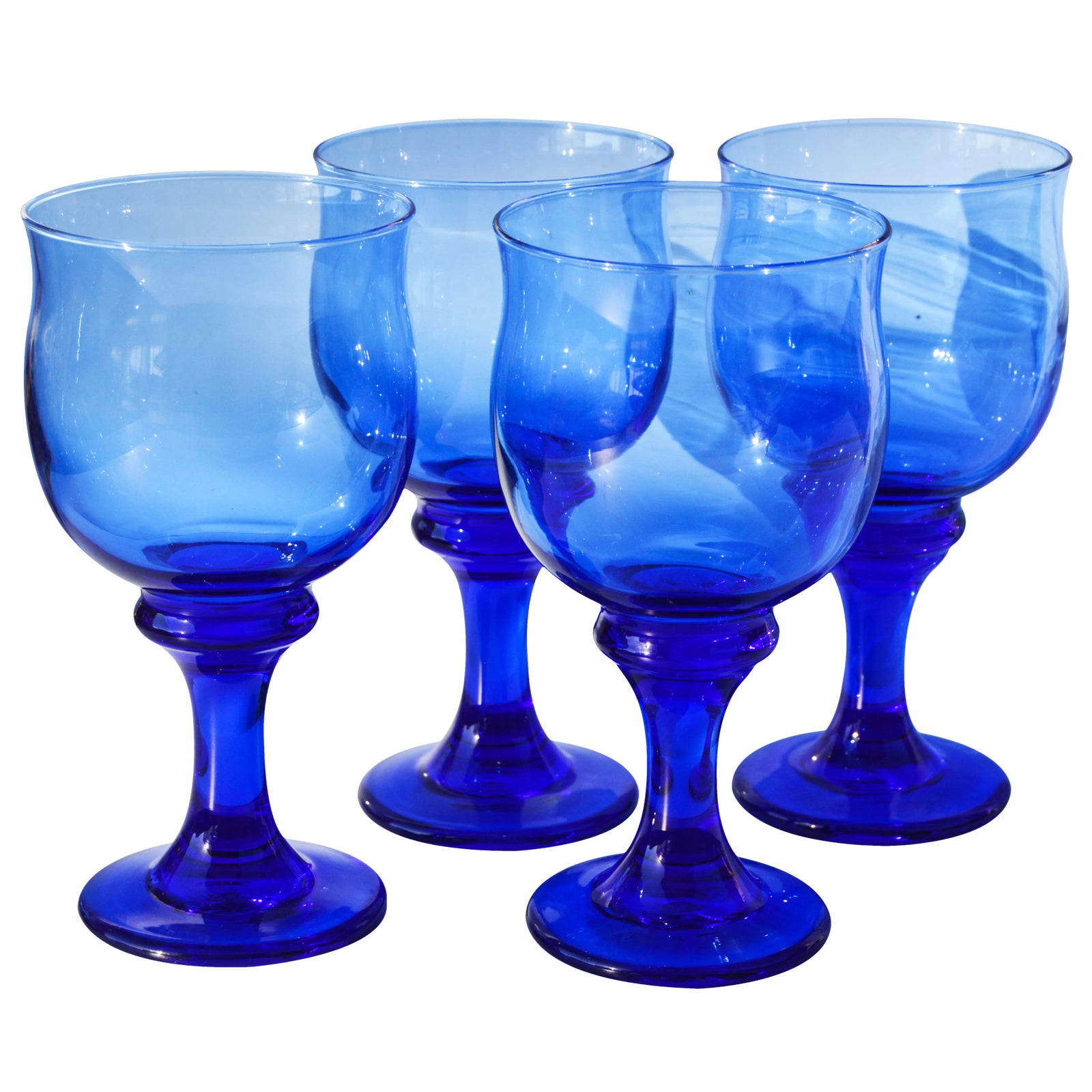 Midcentury Blue Glasses- S/4 | Chairish