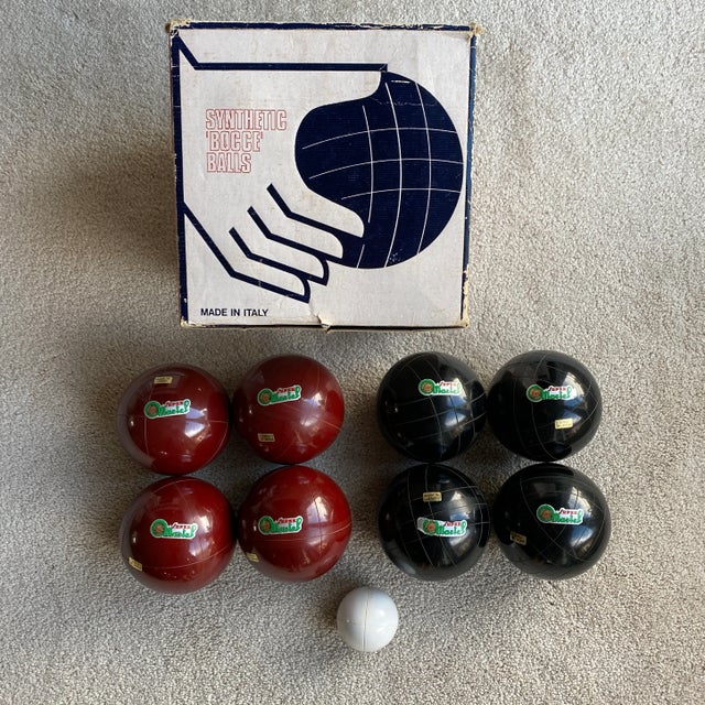 Vintage Italian Bocce Lawn Bowling Set, 9 Pieces | Chairish