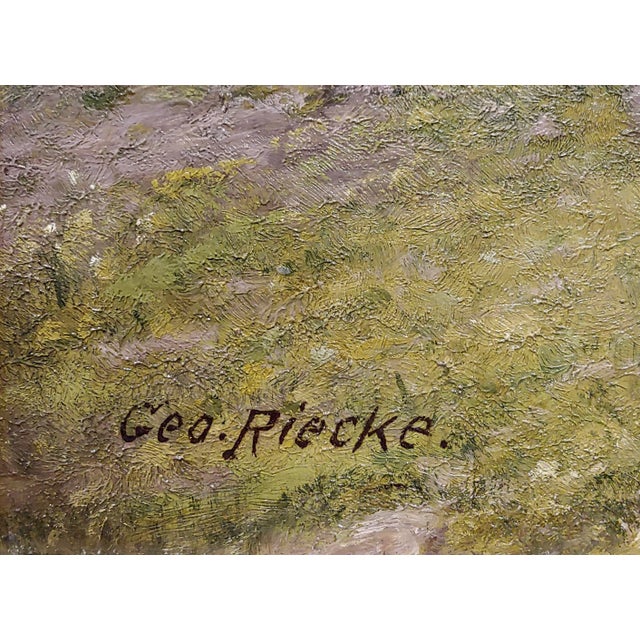 George Riecke -19th Century Pastoral Landscape W/ Flock of Sheep-Oil ...