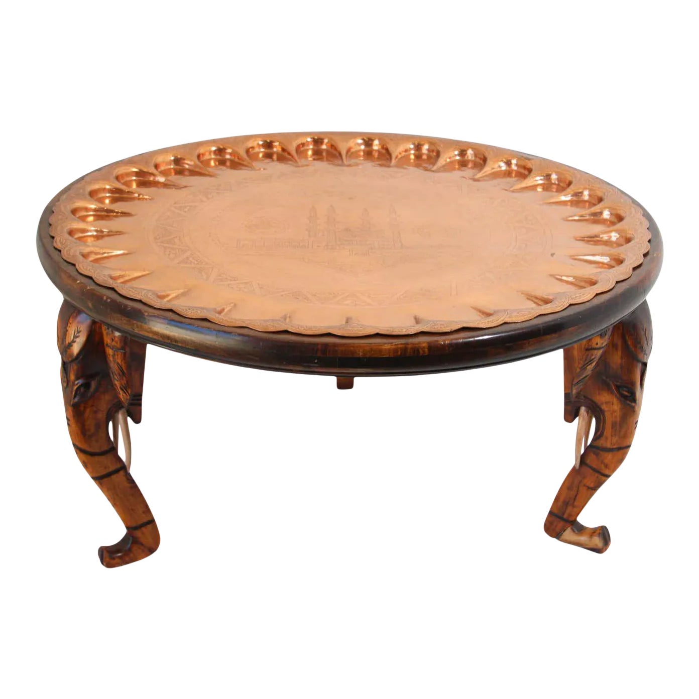 Moorish Turkish Copper Tray Table | Chairish