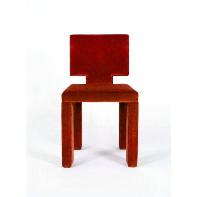 Contemporary Custom Dining Chairs in Crimson Cotton Velvet - Set of 6 ...