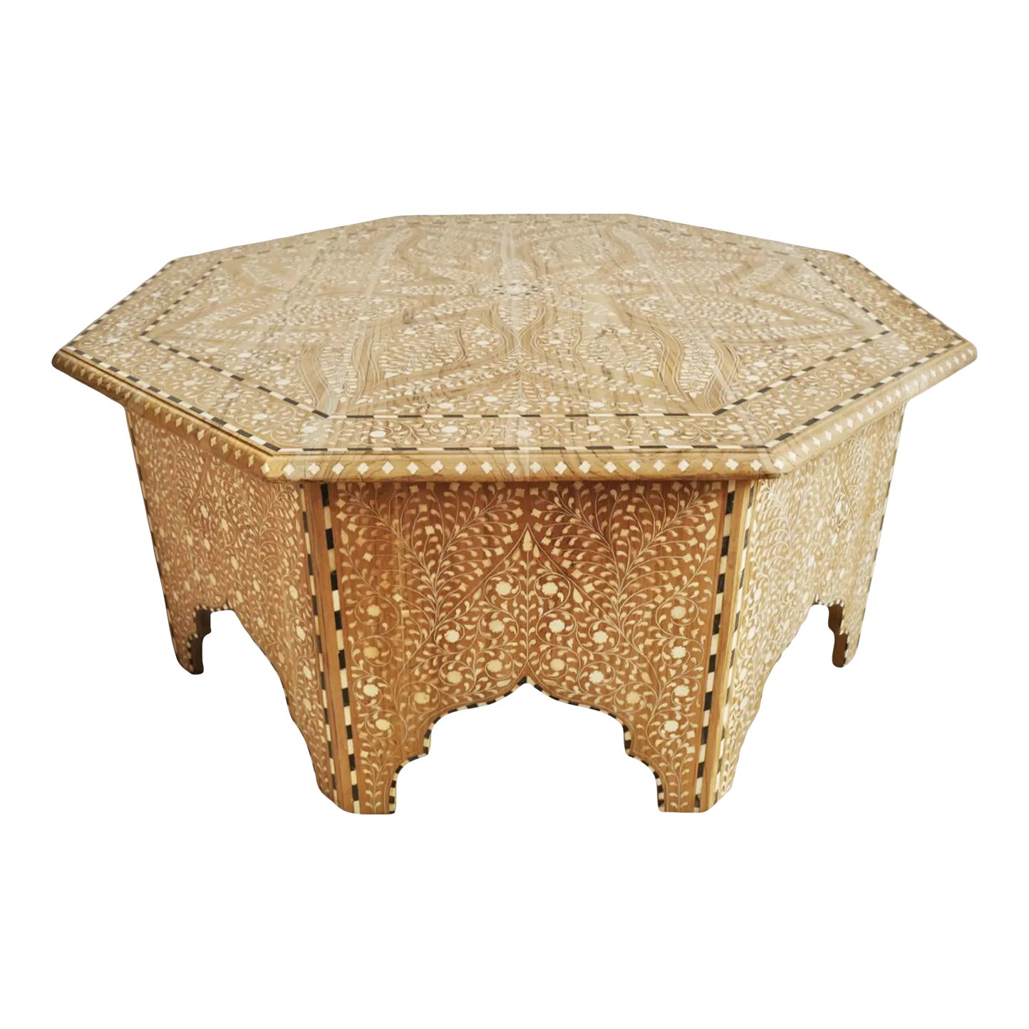 Octagon Mogul Style Wood Coffee Table | Chairish