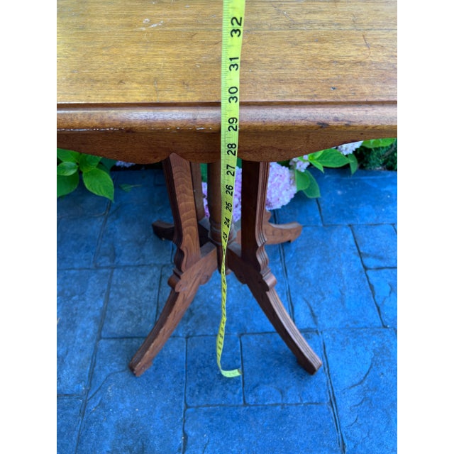 Antique 1860 Eastlake Oak Wood Parlor Carved Hand Turned Pedestal Table ...