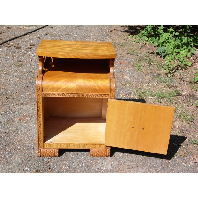 Vintage Walnut Art Deco Waterfall Nightstand End Table Cabinet Stand ...