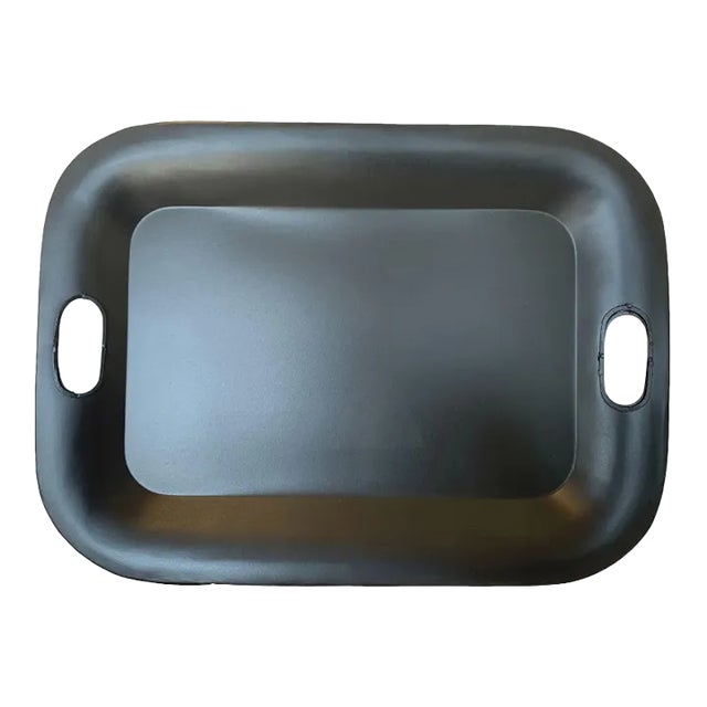 Contemporary Small Black Metal Tray | Chairish