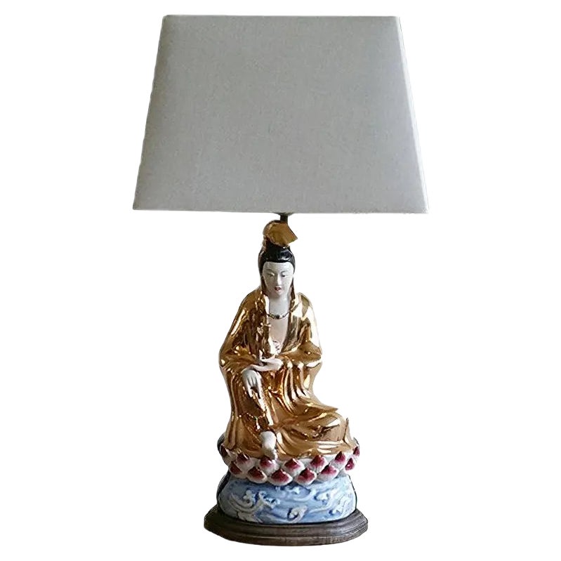 Chinese Porcelain Figural Table Lamp, 1950s | Chairish