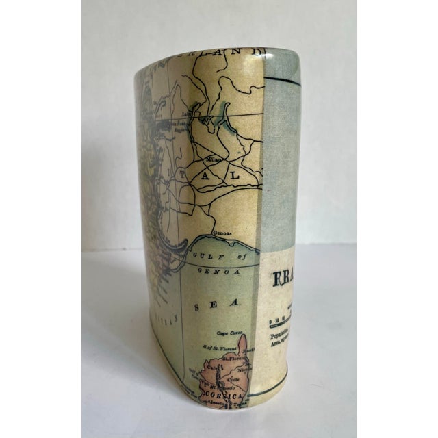 Vintage Ceramic Map of France Oblong Vase by 3-G Imports | Chairish