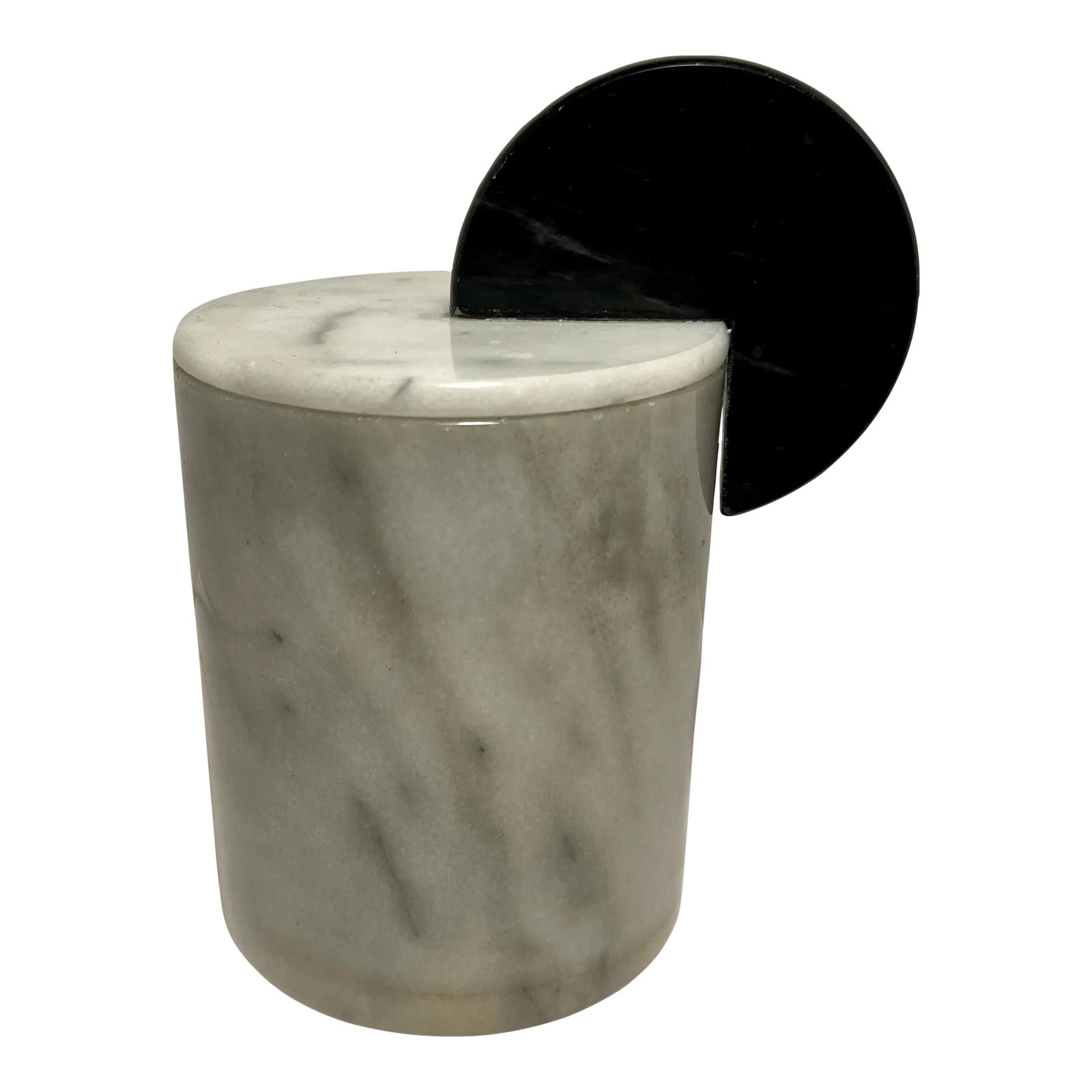 1980s Postmodern Solid White & Black Marble Lidded Canister | Chairish