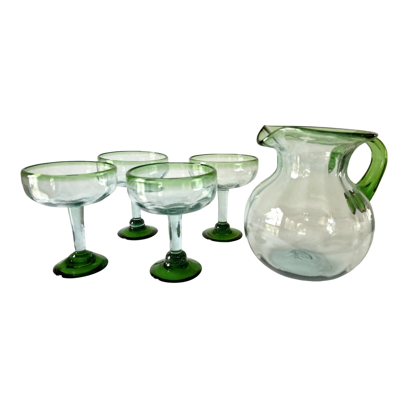 Late 20th Century Blown Glass Margarita Set by Bejines Glass - 5 Pieces ...